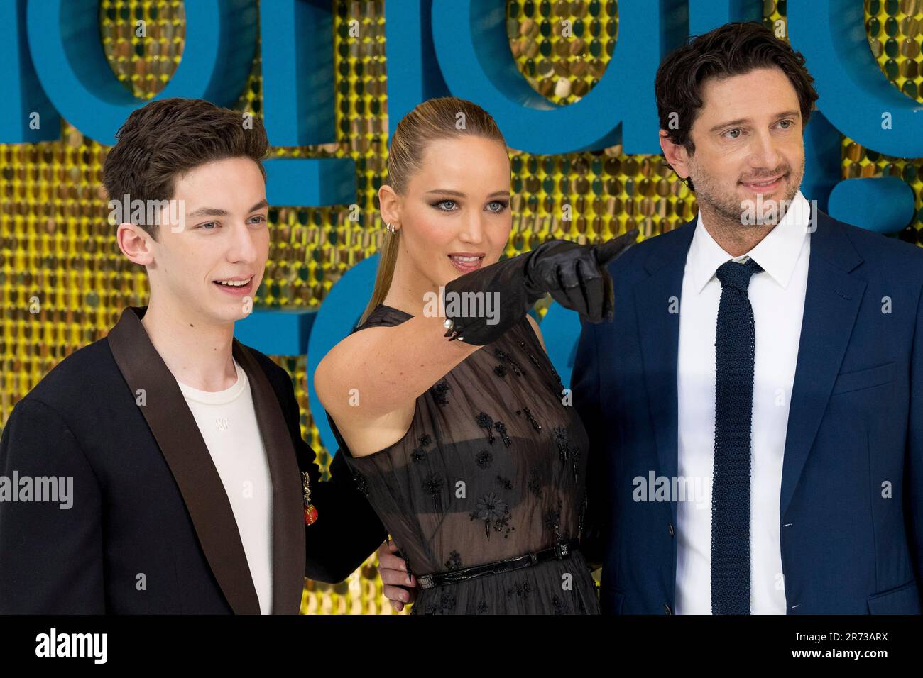 Andrew Barth Feldman, from left, Jennifer Lawrence, and Gene Stupnitsky ...