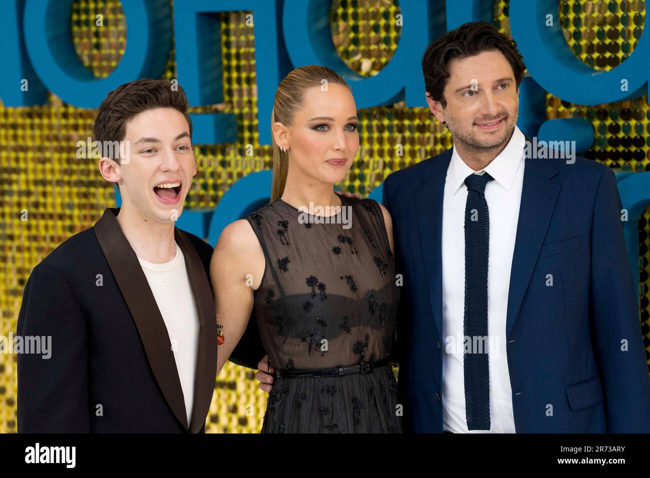 Andrew Barth Feldman, from left, Jennifer Lawrence, and Gene Stupnitsky ...