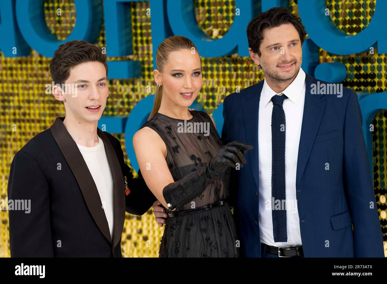 Andrew Barth Feldman, from left, Jennifer Lawrence, and Gene Stupnitsky ...