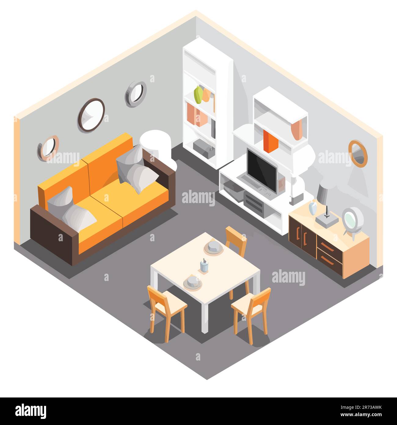 3d isometric floor plan Stock Vector Images - Alamy