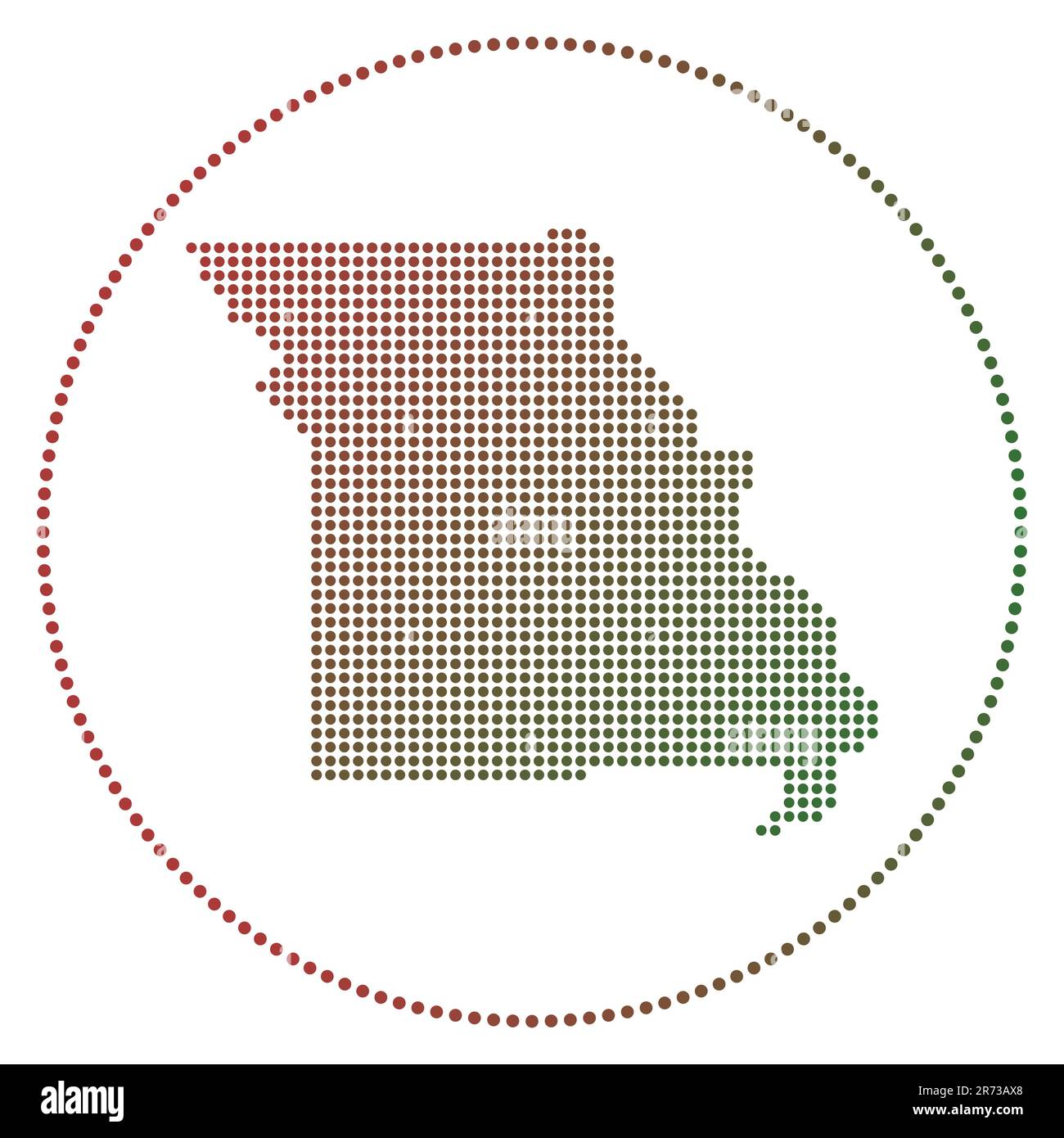 Missouri digital badge. Dotted style map of Missouri in circle. Tech ...