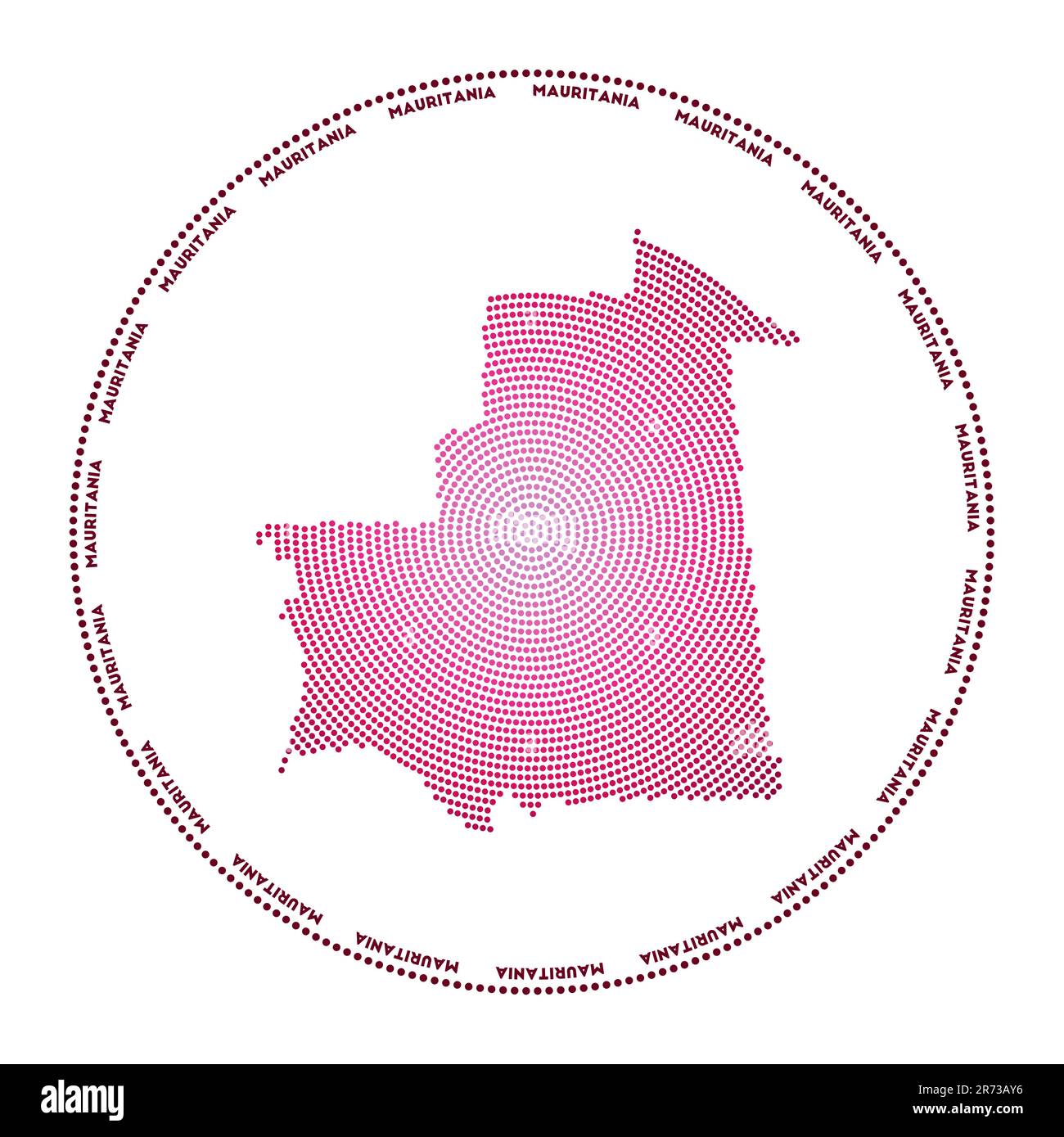 Mauritania round logo. Digital style shape of Mauritania in dotted ...