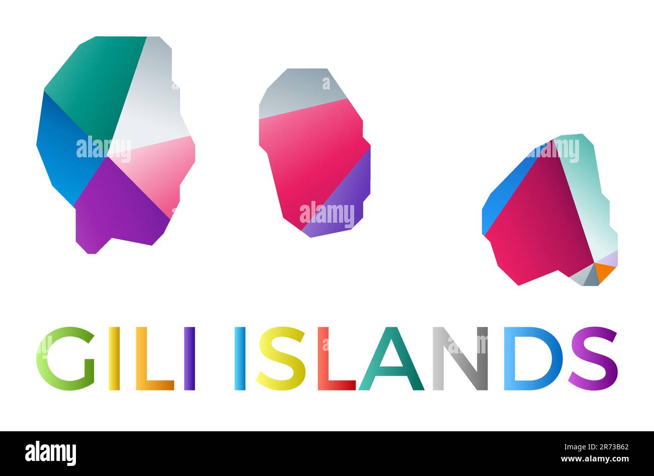 Bright colored Gili Islands shape. Multicolor geometric style island ...