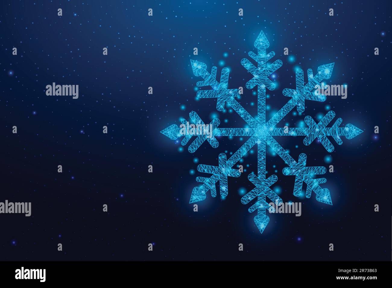 Snowflake, wireframe low poly style design. Merry Christmas and New ...