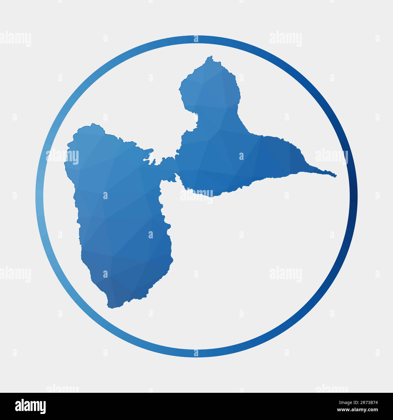 Grande-Terre icon. Polygonal map of the island in gradient ring. Round ...