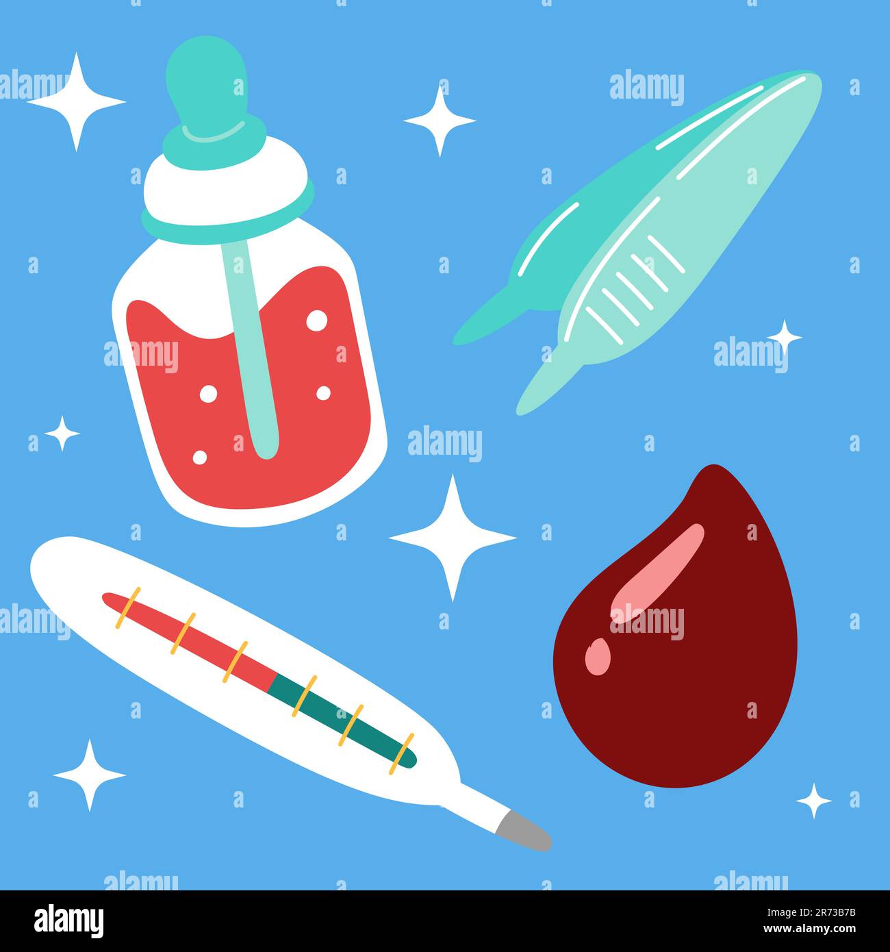 Cute medical sticker set. Hand drawn healthcare cartoon doodle tweezer ...