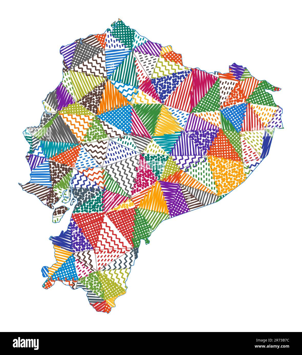 Kid style map of Ecuador. Hand drawn polygons in the shape of Ecuador ...