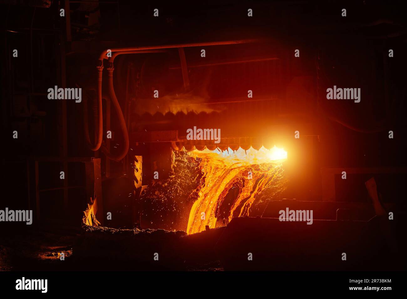 Steel production process in electric blast furnace Stock Photo - Alamy