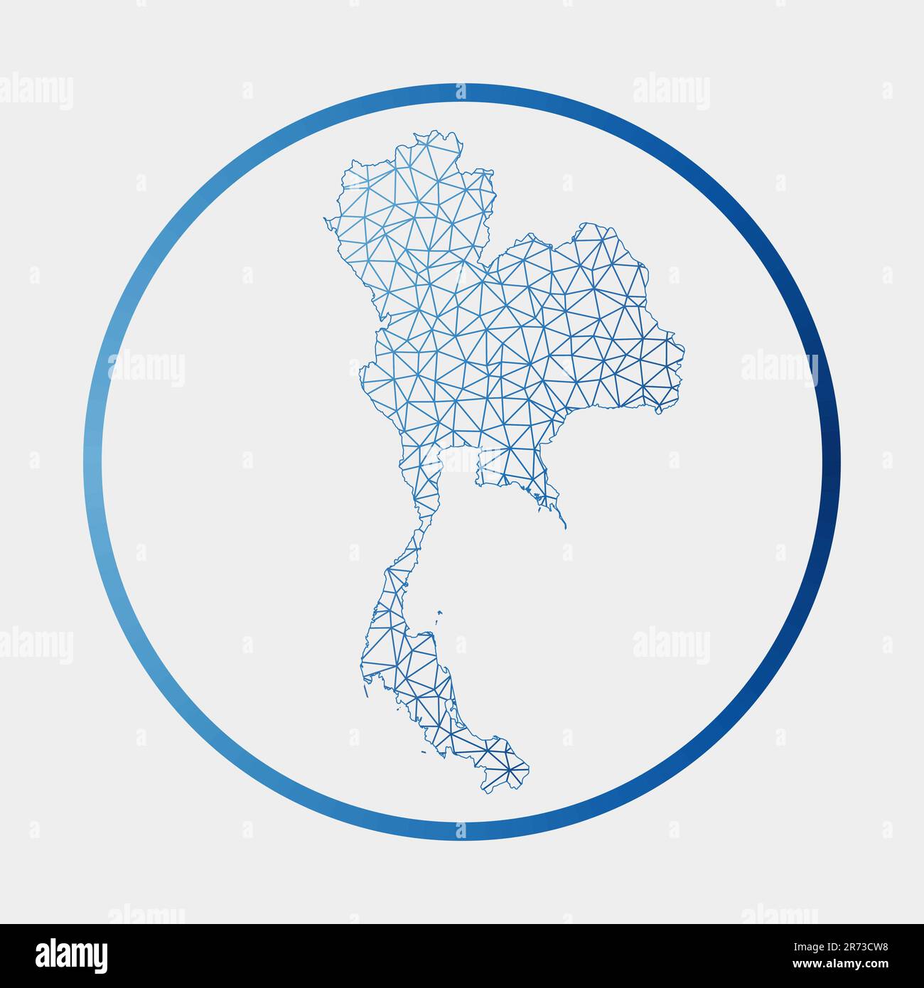 Thailand icon. Network map of the country. Round Thailand sign with ...