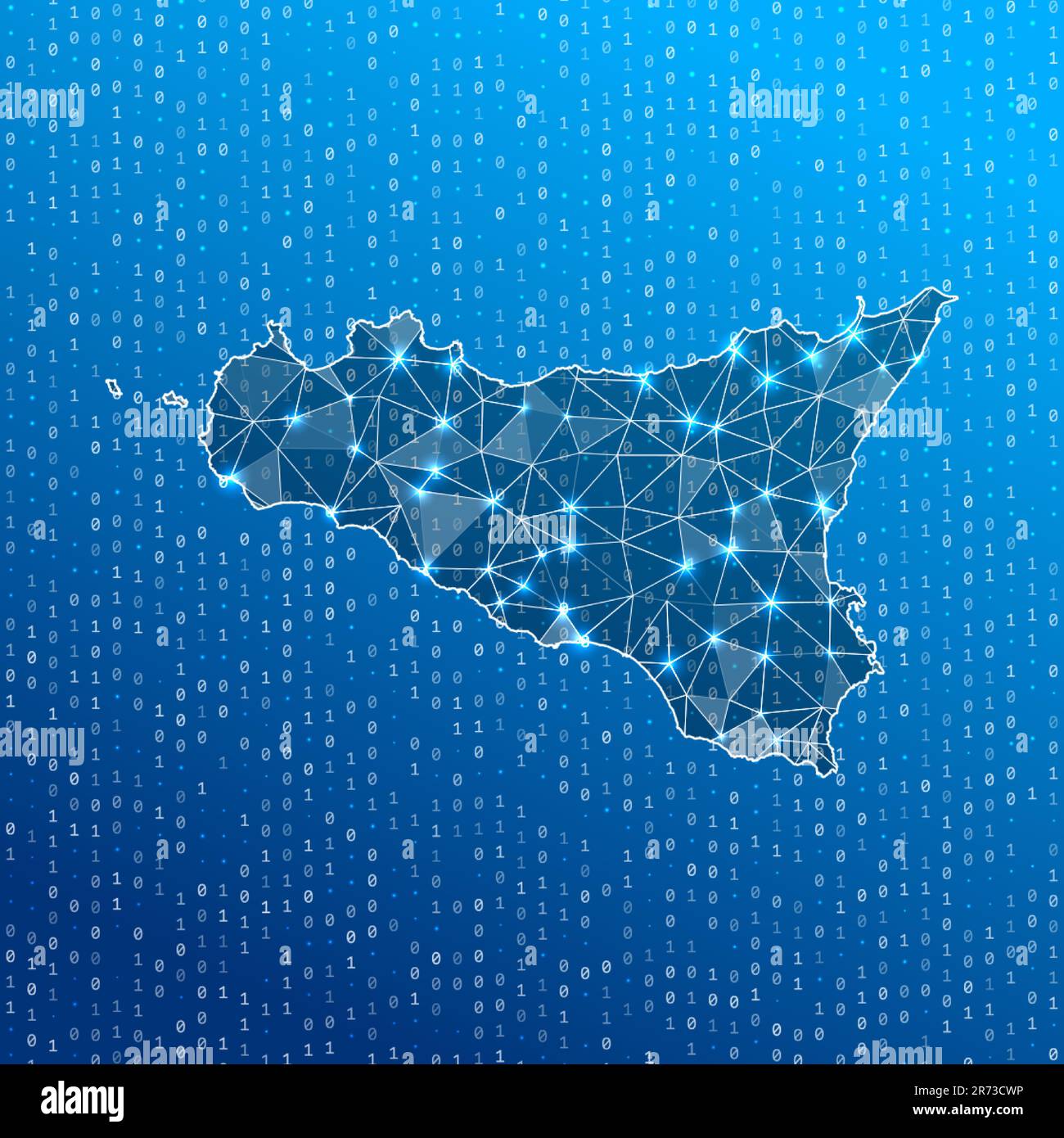 Network map of Sicily. Island digital connections map. Technology ...