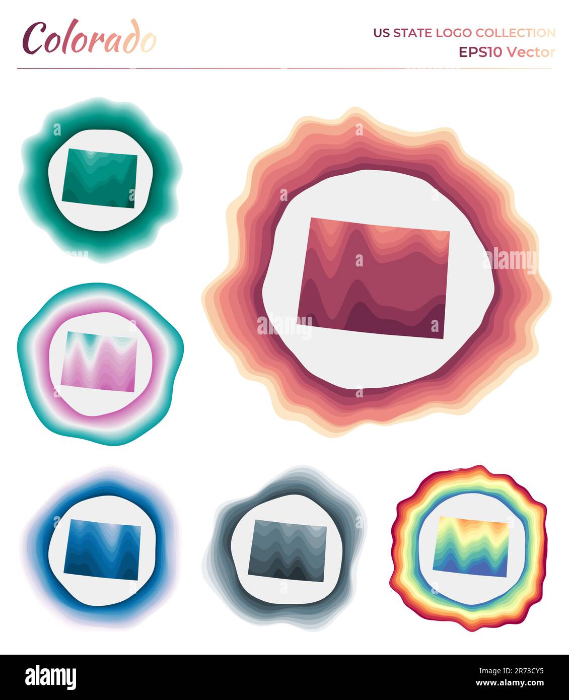 Colorado logo collection. Colorful badge of the US state. Layers around ...