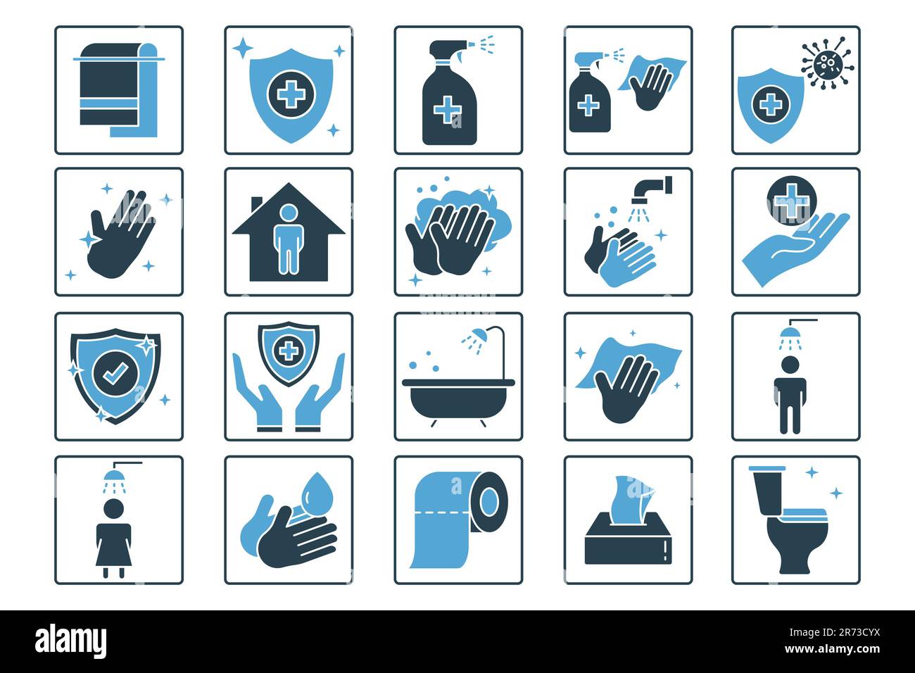 Hygiene icon set. Includes hygiene of hands, disinfection, hand washing ...