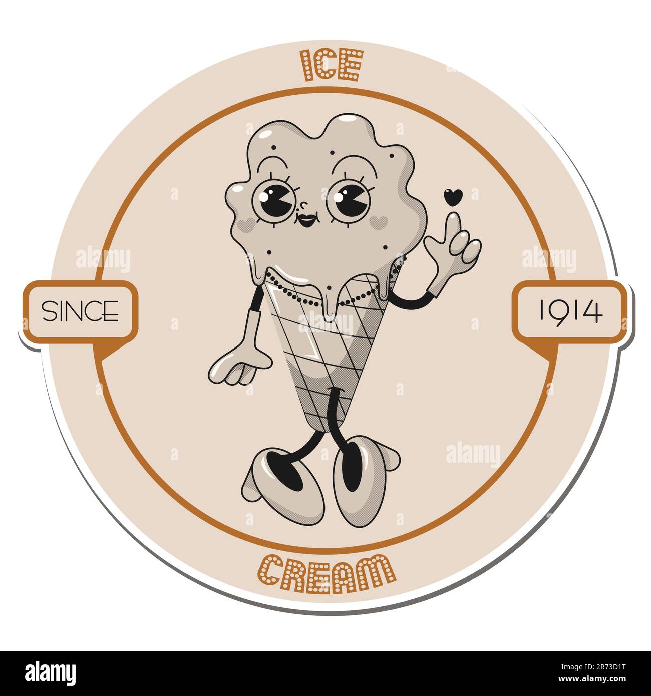 Ice cream 70s retro groovy illustration logo Stock Vector Image & Art ...