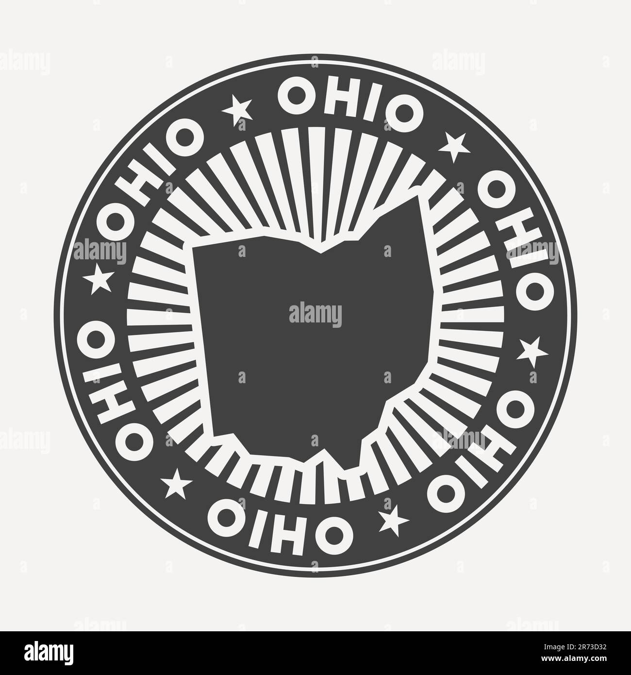 Ohio round logo. Vintage travel badge with the circular name and map of ...