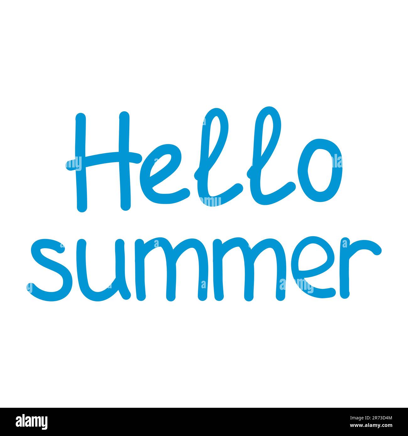 Hello summer hand drawn blue color lettering typography, vector ...