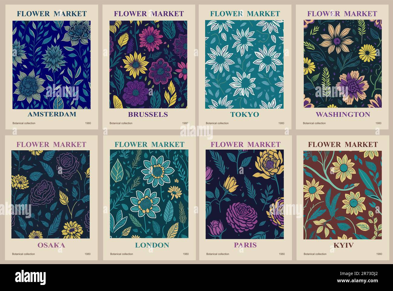 Set of abstract Flower Market posters vector art Stock Vector Image ...