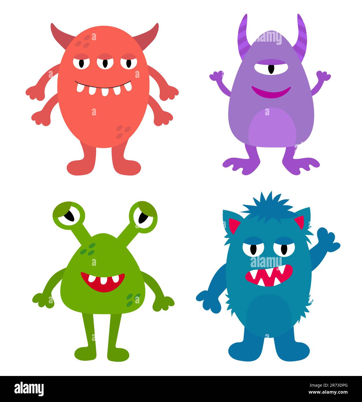 Cute monsters set. Kids cartoon character design for poster, baby ...