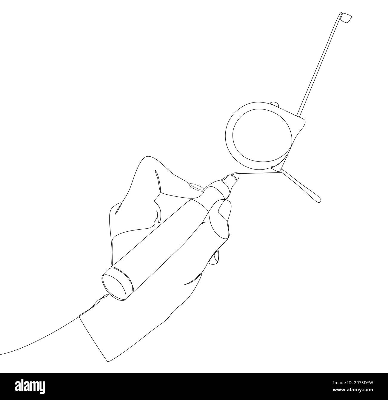 One Continuous Line Of Ruler Tape Drawn By With Felt Tip Pen Thin Line Illustration Vector