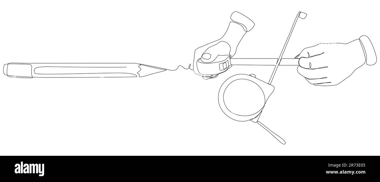One Continuous Line Of Ruler Tape Drawn By With Felt Tip Pen Thin Line Illustration Vector