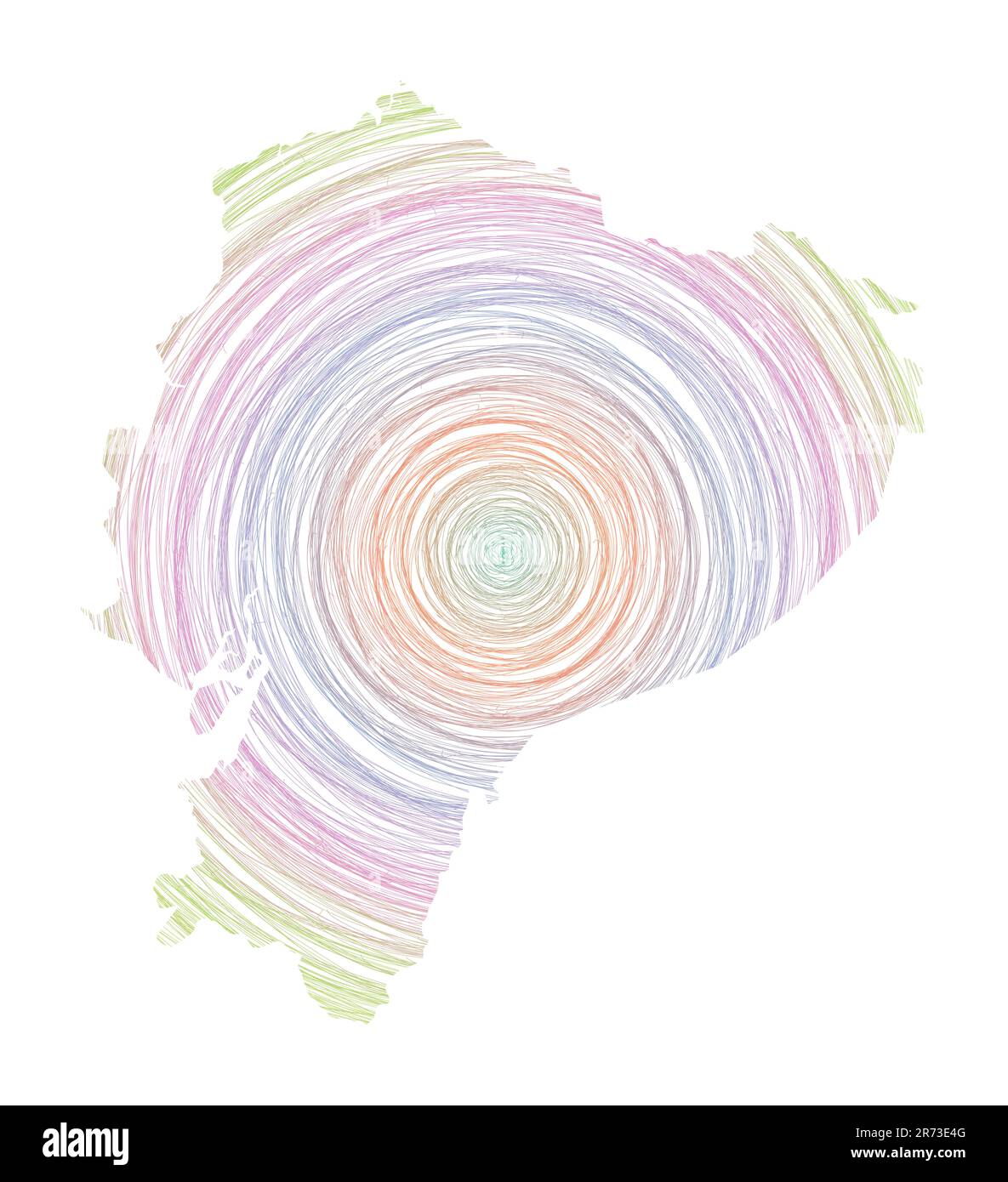 Ecuador map filled with concentric circles. Sketch style circles in the ...