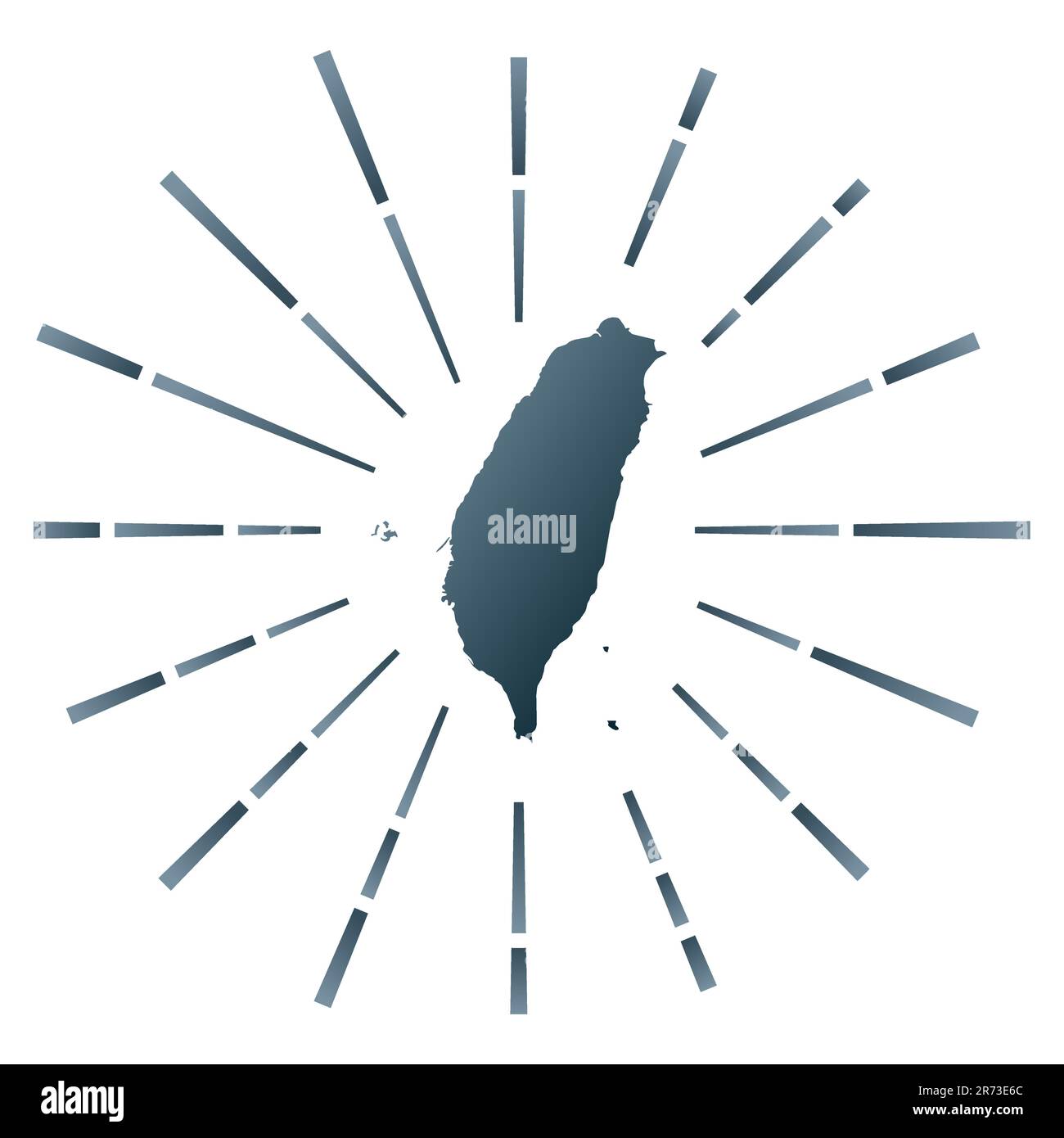 Taiwan gradiented sunburst. Map of the country with colorful star rays ...