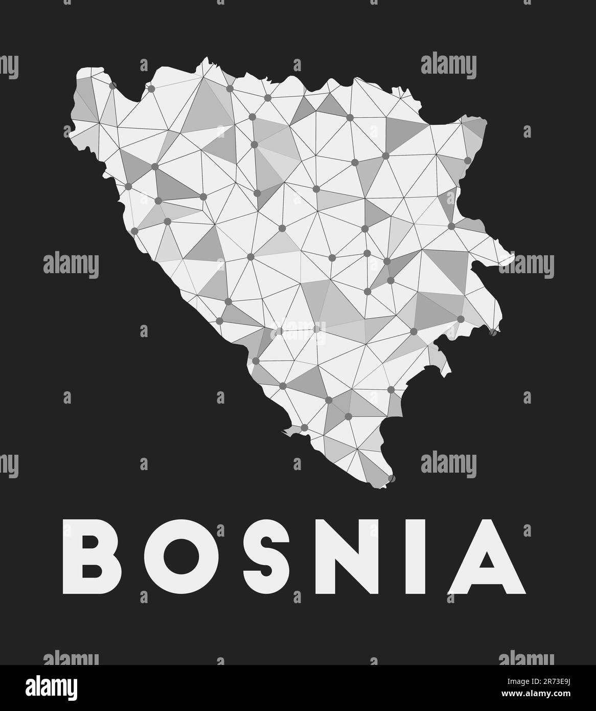 Bosnia - communication network map of country. Bosnia trendy geometric ...