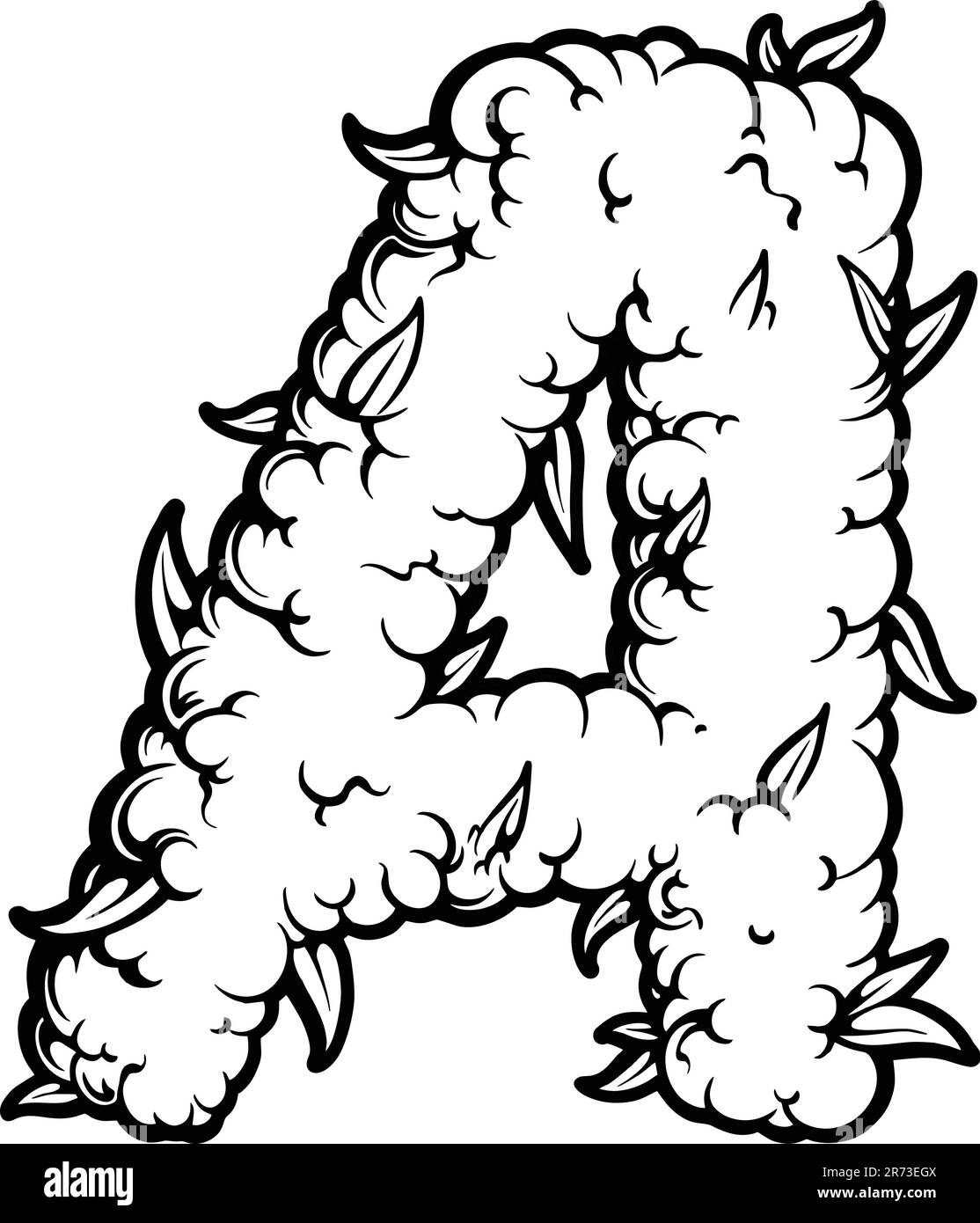 Cannabis leaf alphabet letter a font illustrations monochrome vector ...