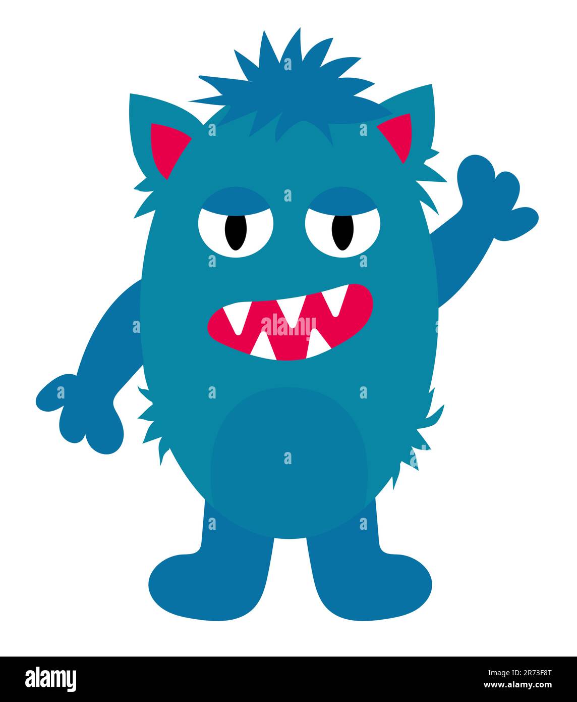Cartoon blue furry monster. Kids character design for poster, baby ...