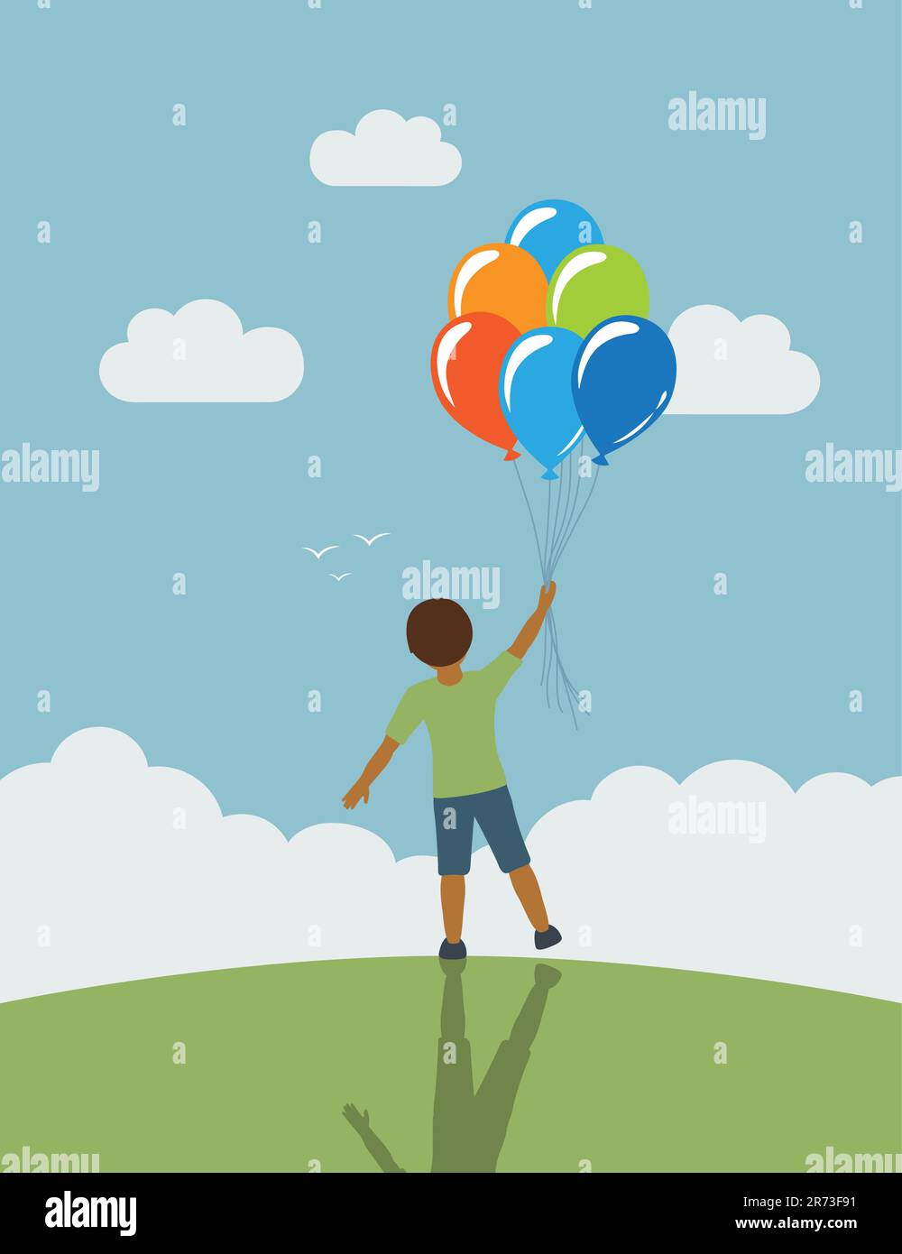 Child balloon flying away Stock Vector Images - Alamy