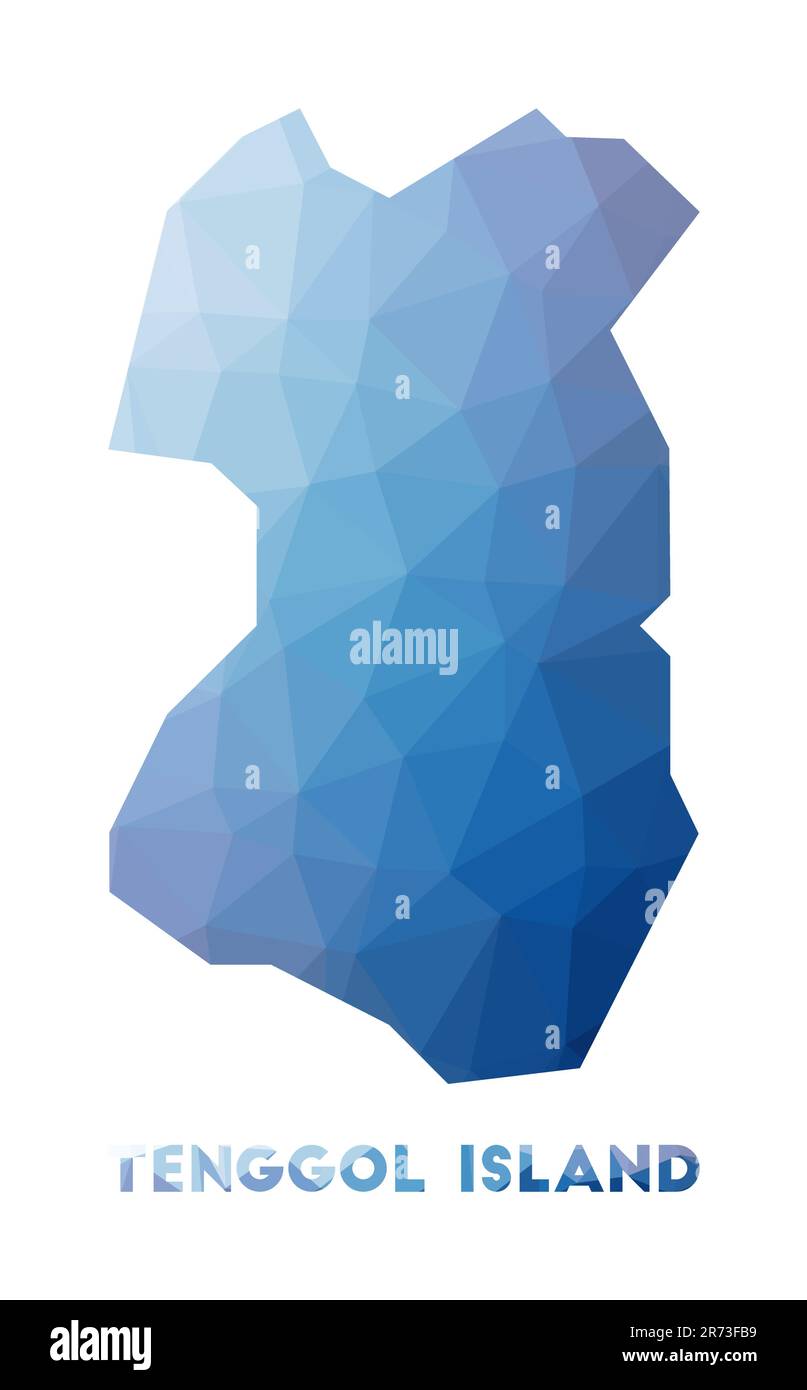 Low poly map of Tenggol Island. Tenggol Island polygonal map ...