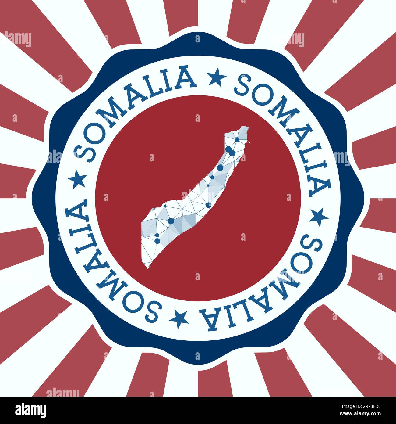 Somalia Badge. Round logo of country with triangular mesh map and ...
