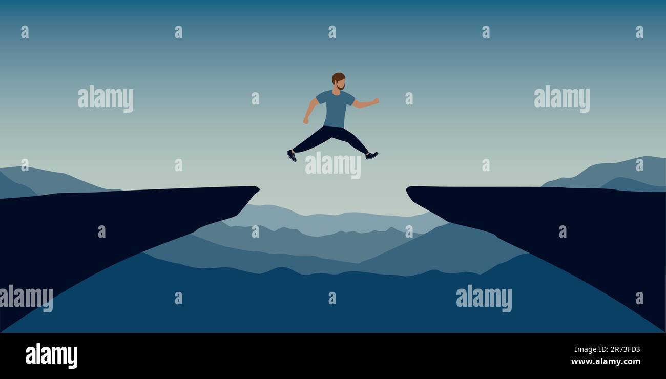 Cartoon illustration man jumping over hi-res stock photography and ...