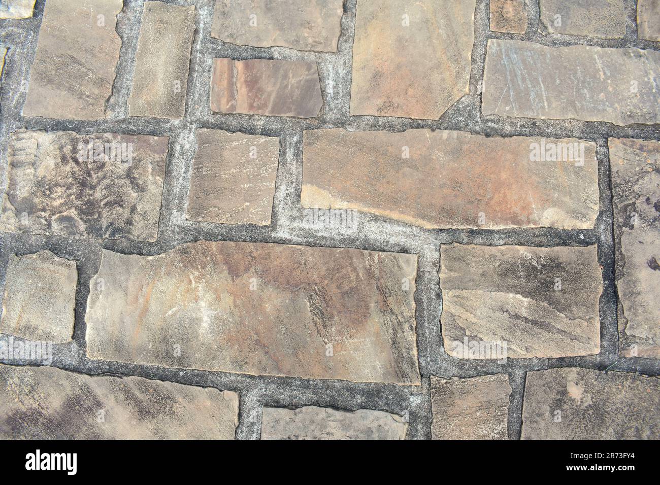 An overhead view of a rock patio showing the details of the rocks Stock ...