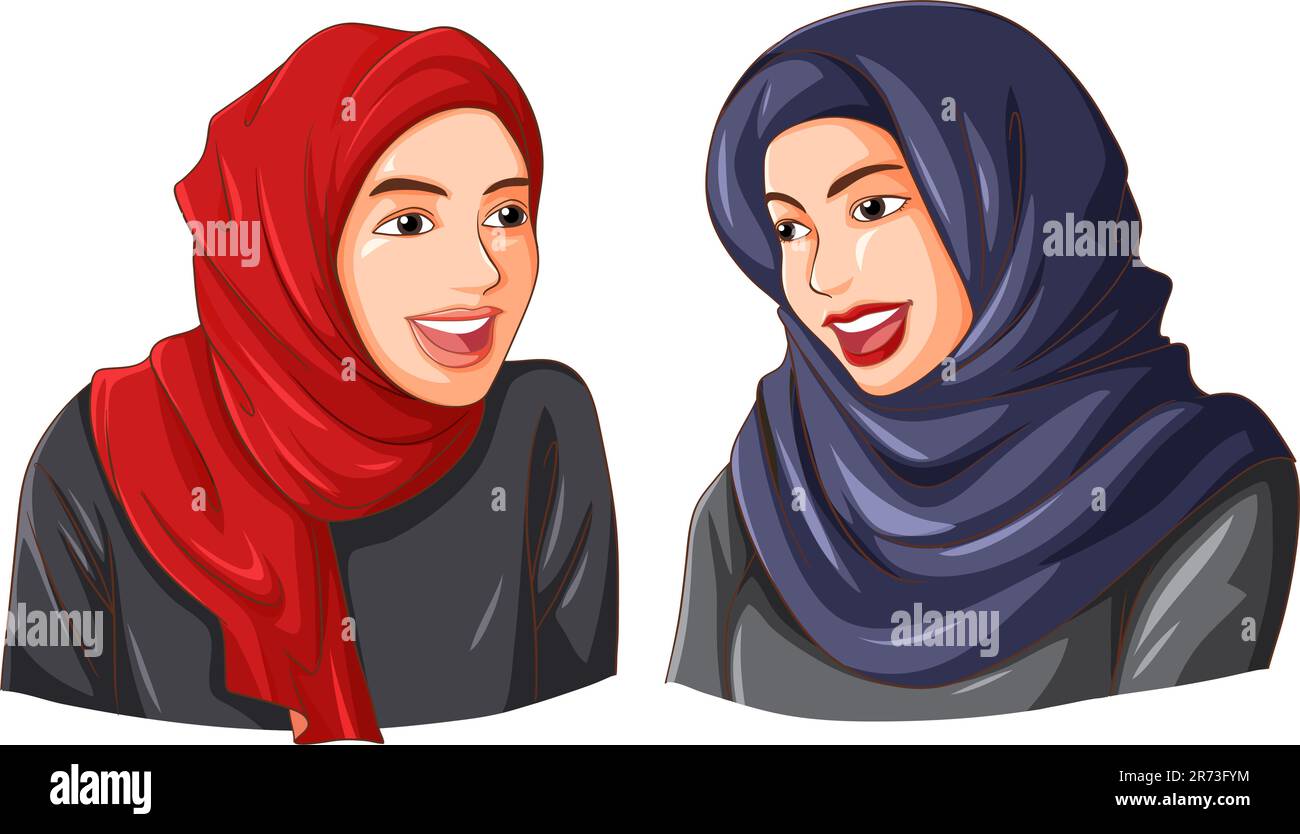 Happy muslim woman wearing hijab friends illustration Stock Vector ...