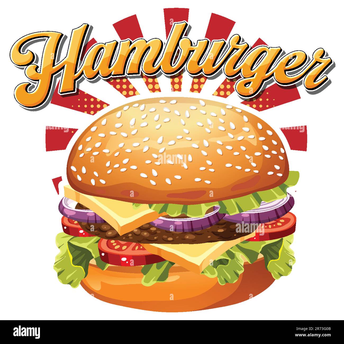 Delicious Hamburger with text icon illustration Stock Vector Image ...
