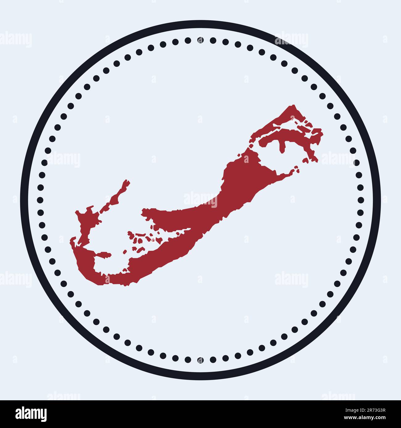 Bermuda round stamp. Round logo with island map and title. Stylish ...