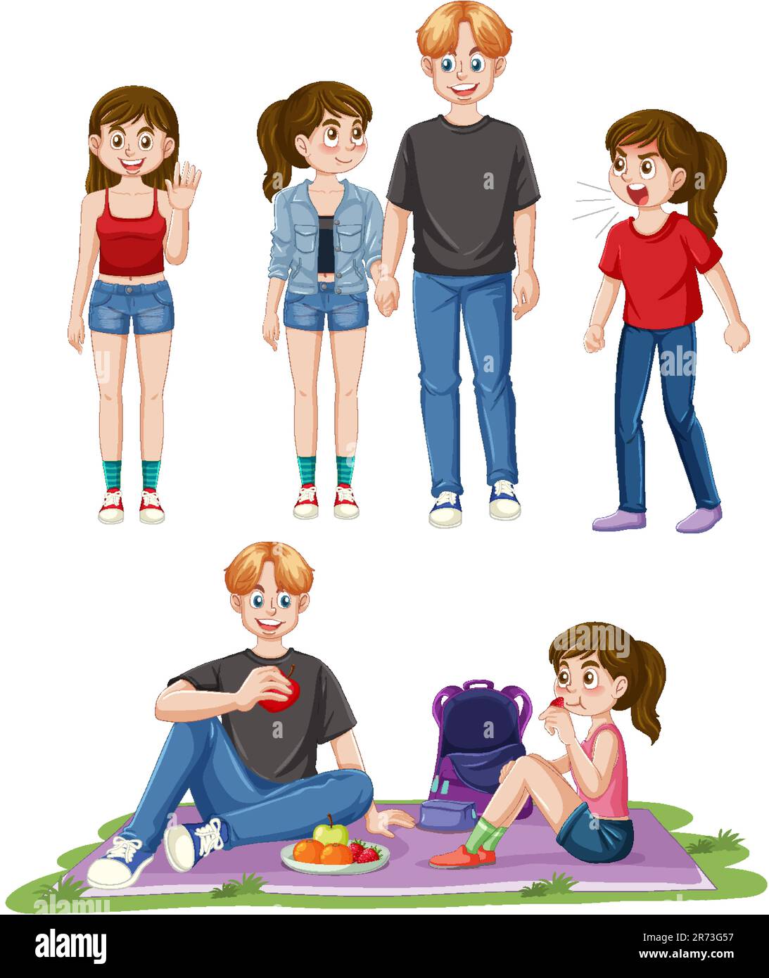 Teenage Friendship Cartoon Character illustration Stock Vector Image ...