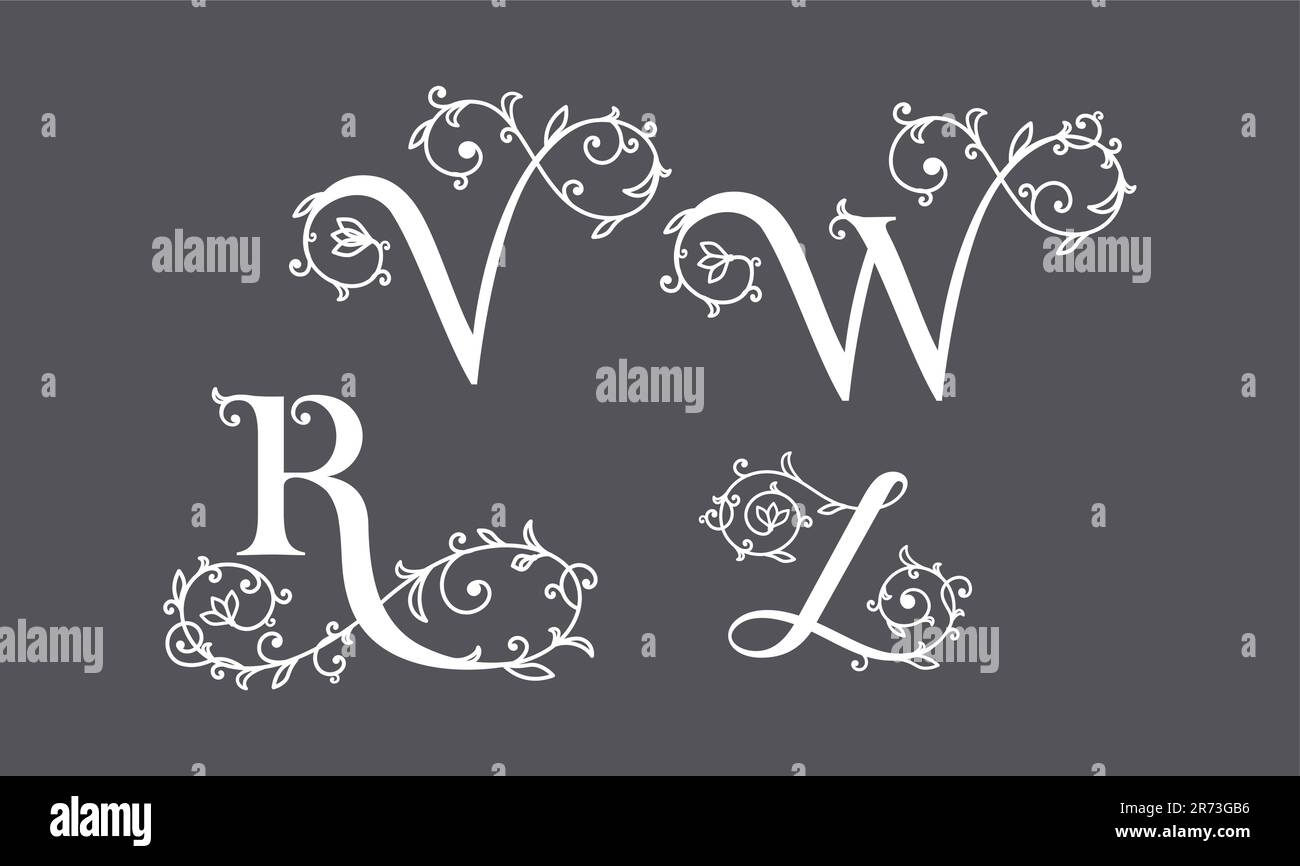 Collection of botanical, initial, letter female logos with rose organic ...