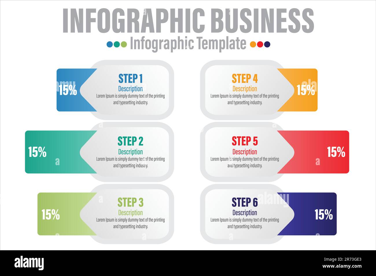 6 Steps, six 6 option Paper note shape elements with steps,road map ...