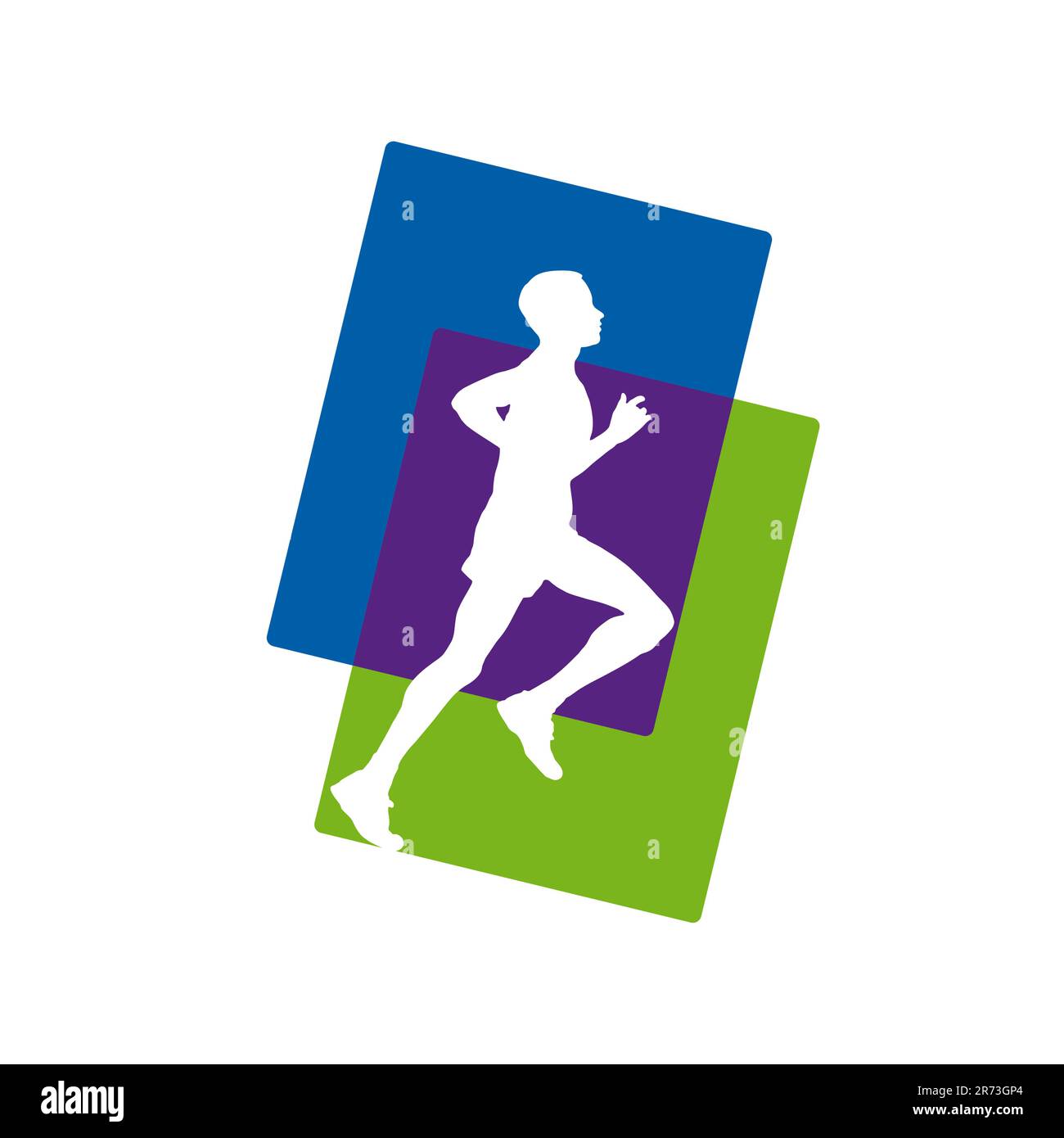 Realistic running man. Runner inside two squares. Vector template in ...