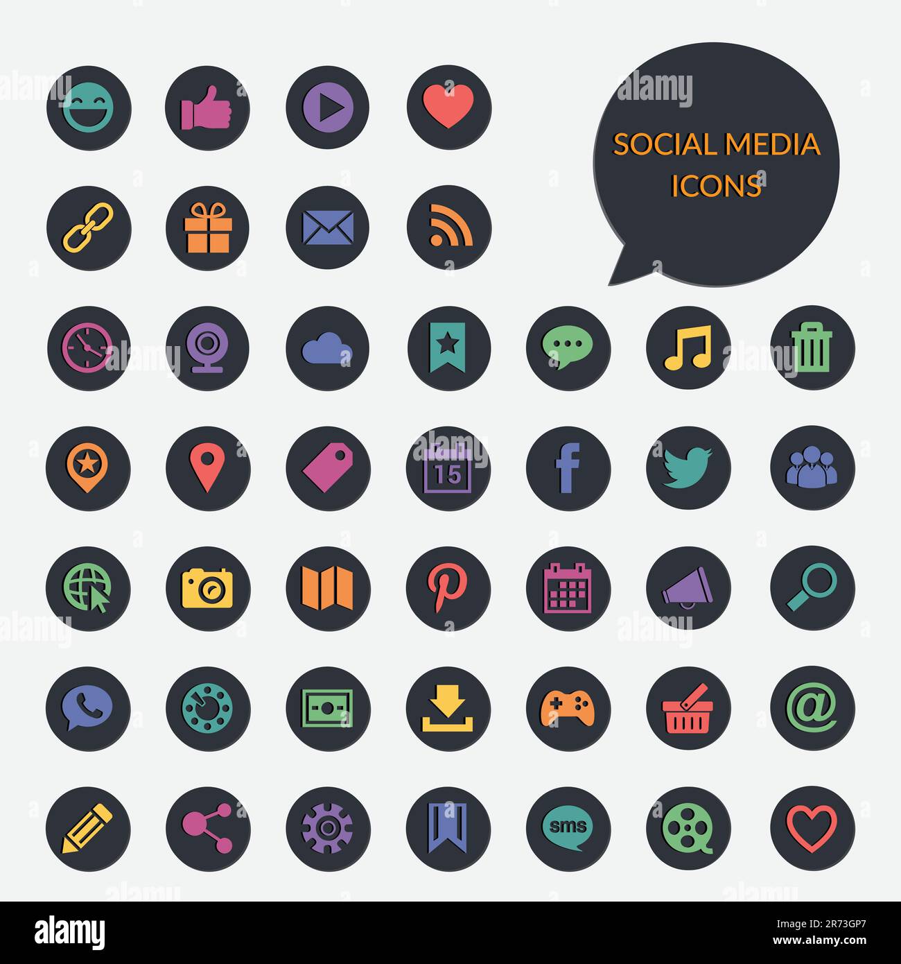 collection of social media icons in vectors Stock Vector Image & Art ...