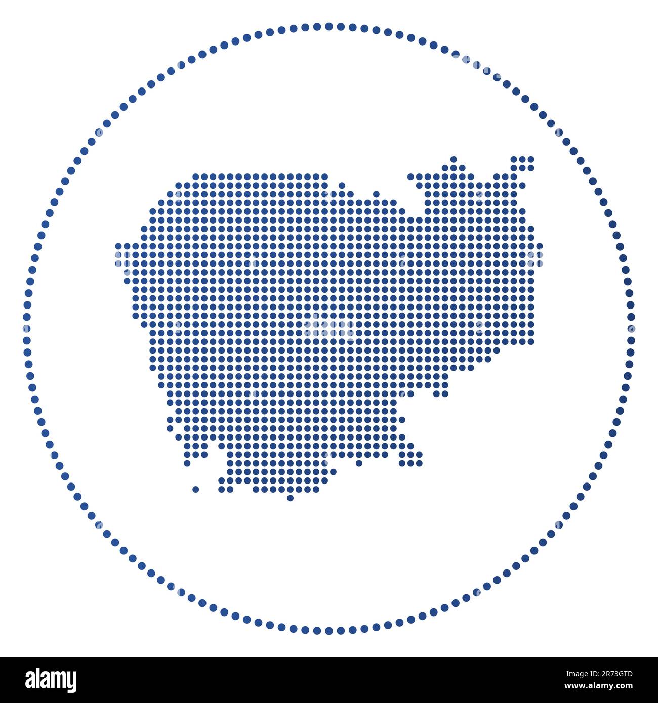 Cambodia digital badge. Dotted style map of Cambodia in circle. Tech icon of the country with ...