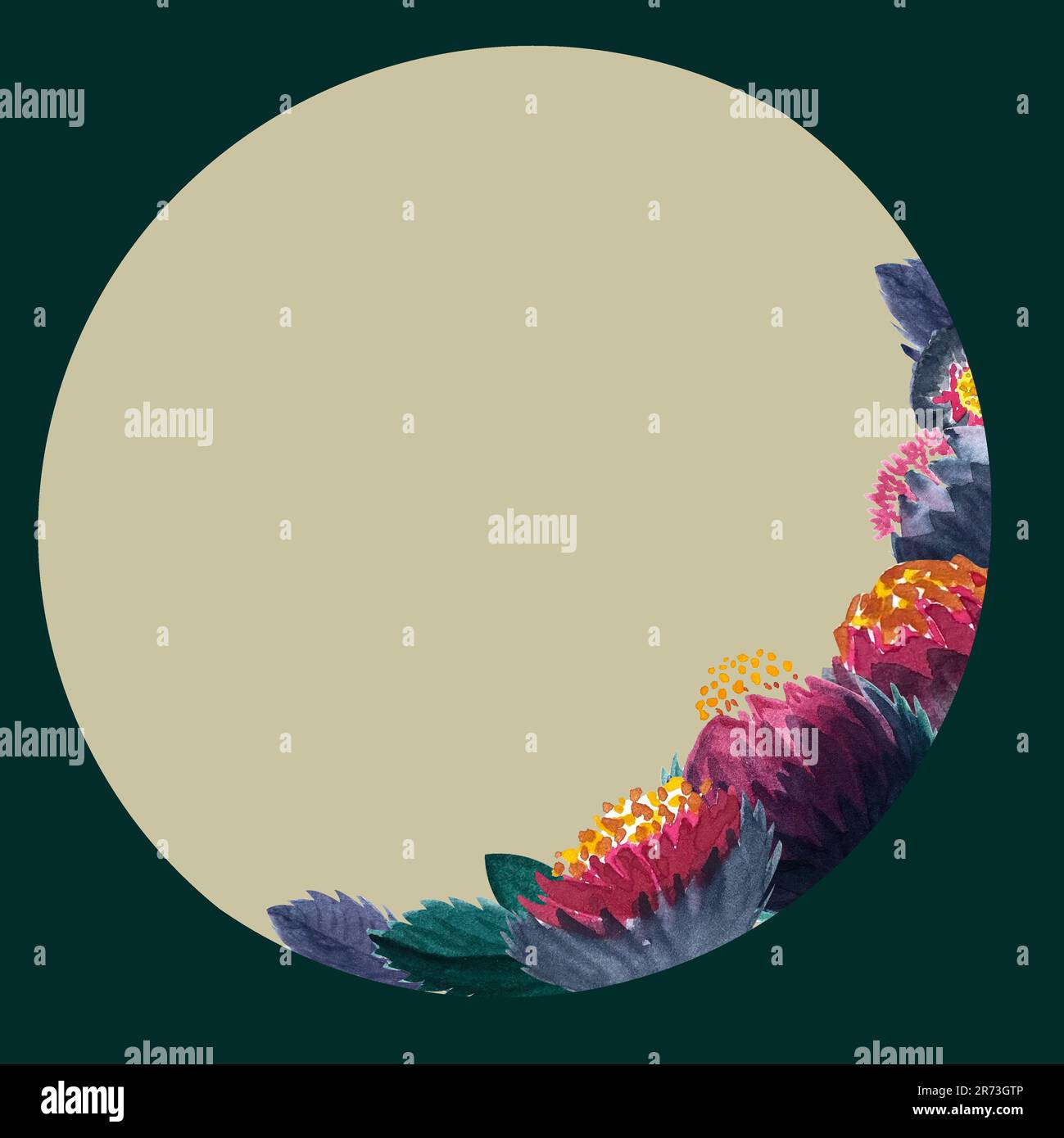 Watercolor round frame hi-res stock photography and images - Alamy