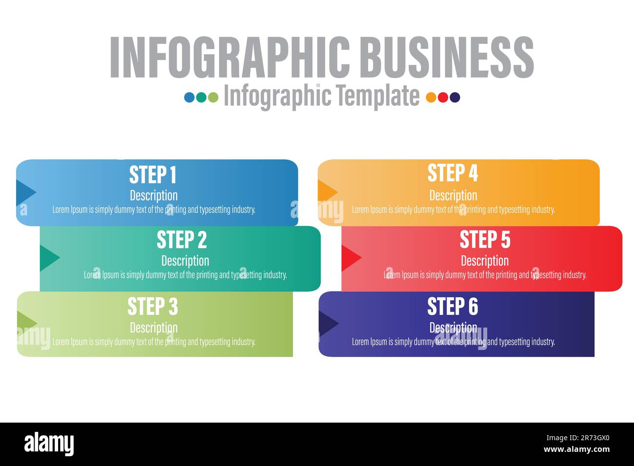 6 Steps, six 6 option Paper note shape elements with steps,road map ...