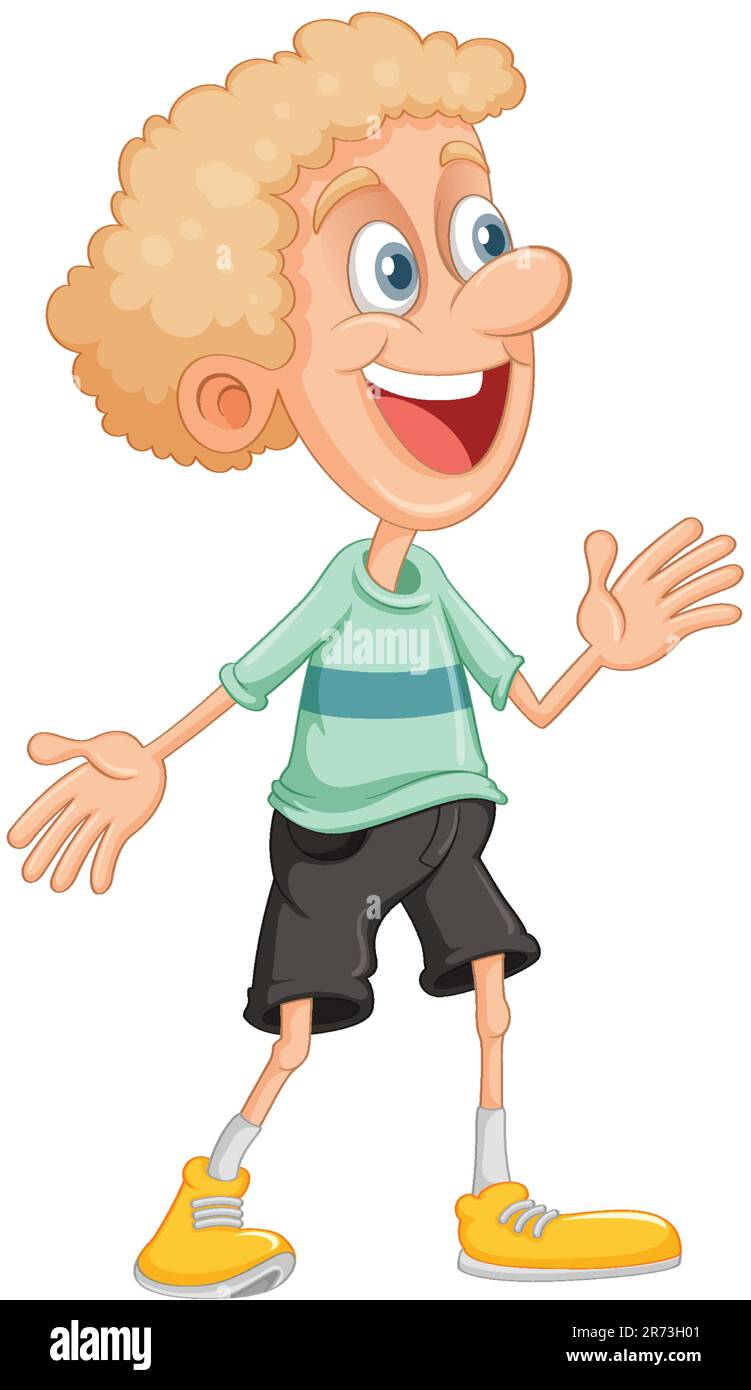 Caucasian boy standing cartoon character illustration Stock Vector ...