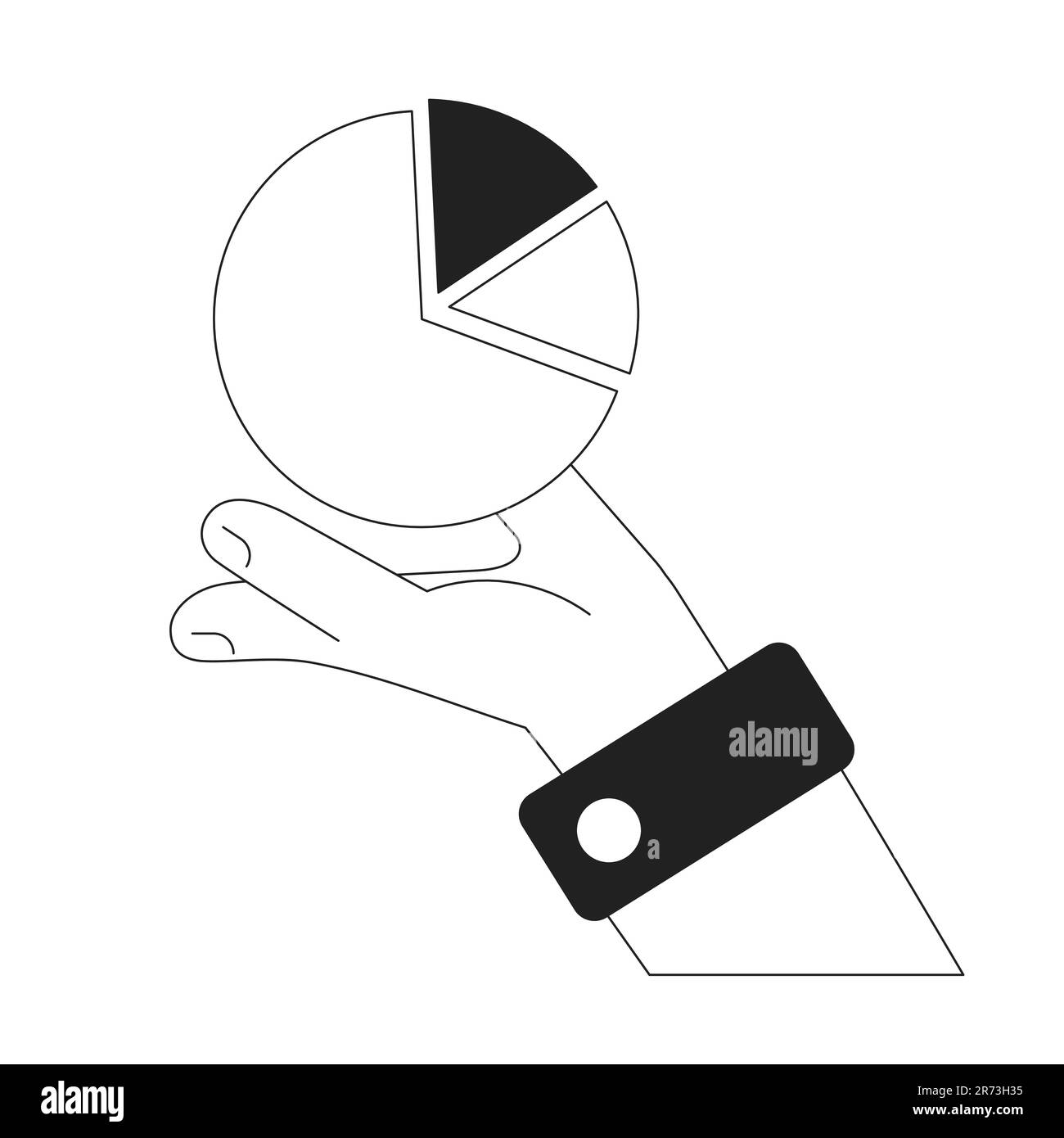 Pie chart business report monochrome concept vector spot illustration ...