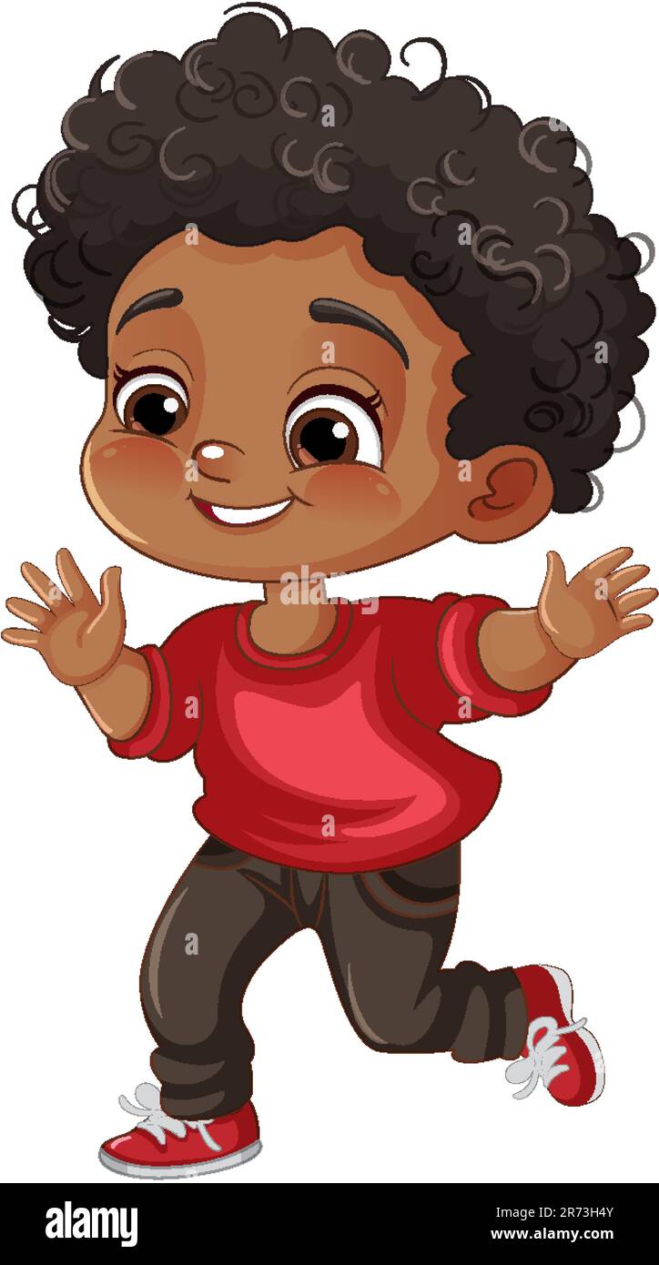 African American Kid Cartoon Character illustration Stock Vector Image ...