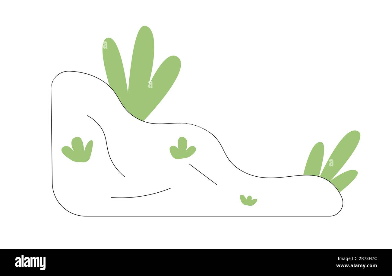 Rock slope with plants monochrome flat vector object Stock Vector Image ...