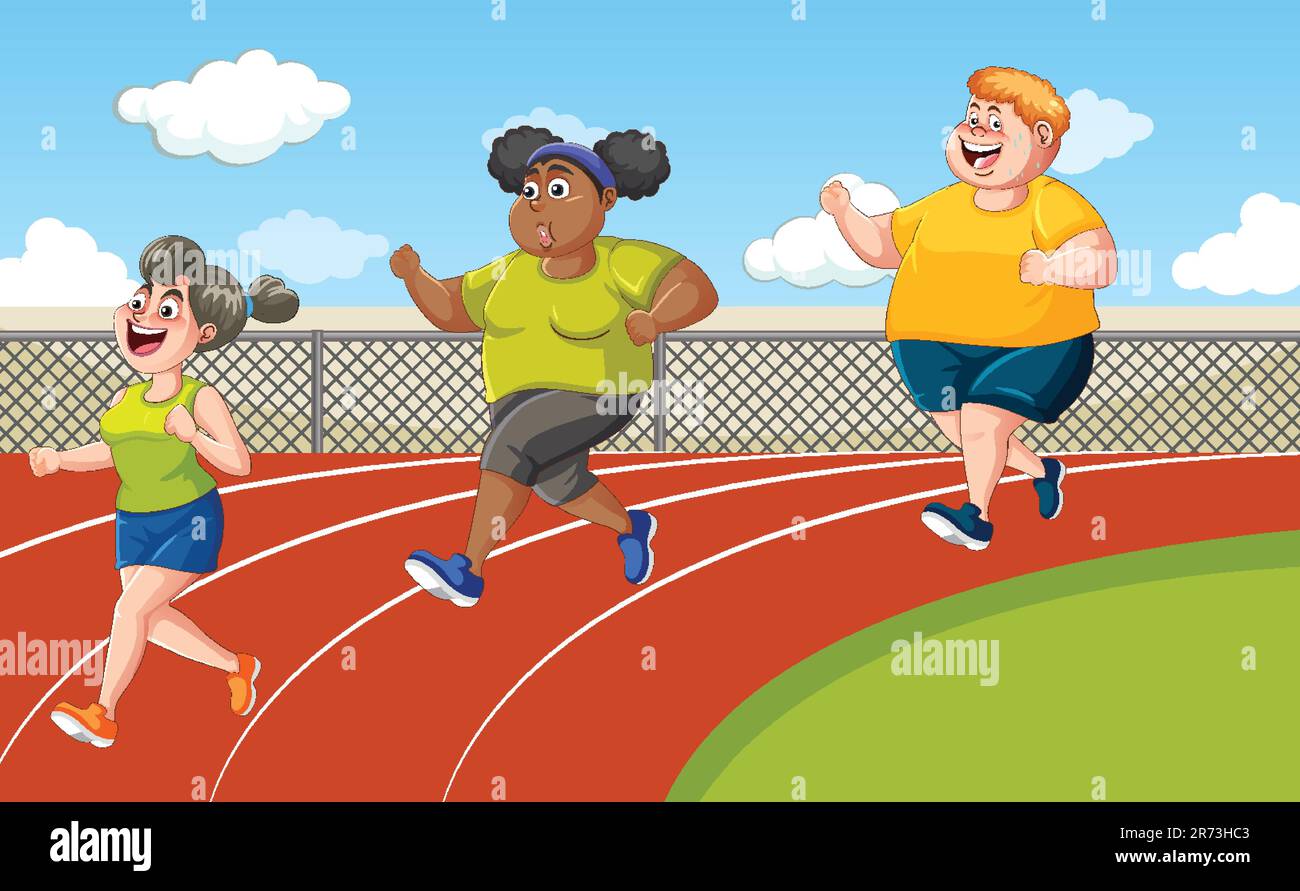 People running at the running track illustration Stock Vector Image ...