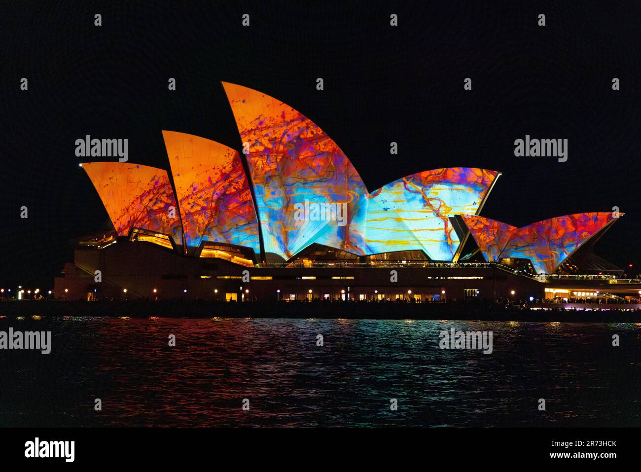 VIVID Sydney 2023. Light show and lighting of the sails of the Opera House in Sydney Harbour ...